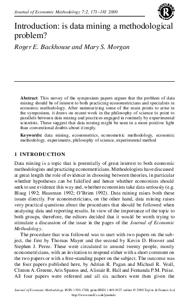 (PDF) Introduction: is data mining a methodological problem