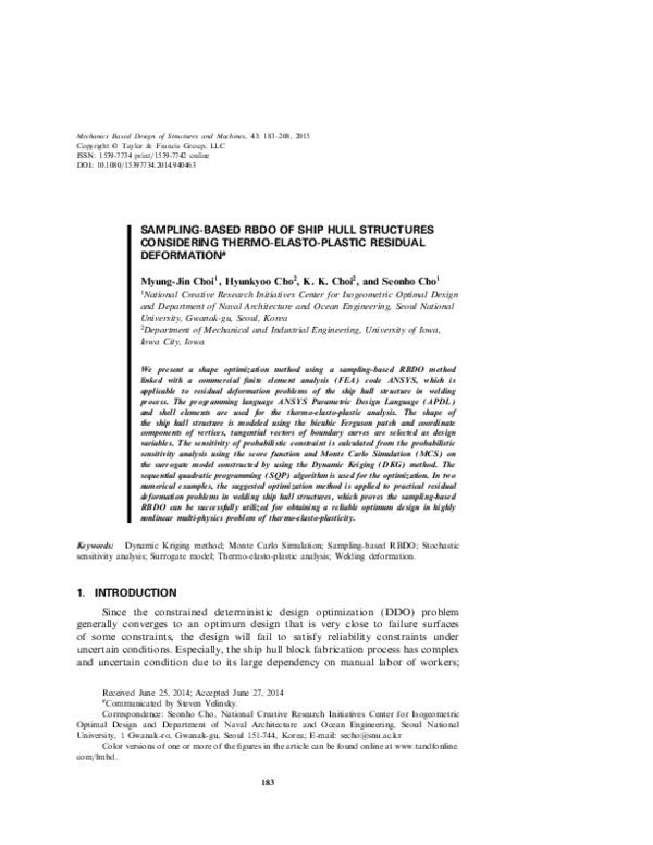 (PDF) Sampling-Based RBDO of Ship Hull Structures Considering Thermo ...