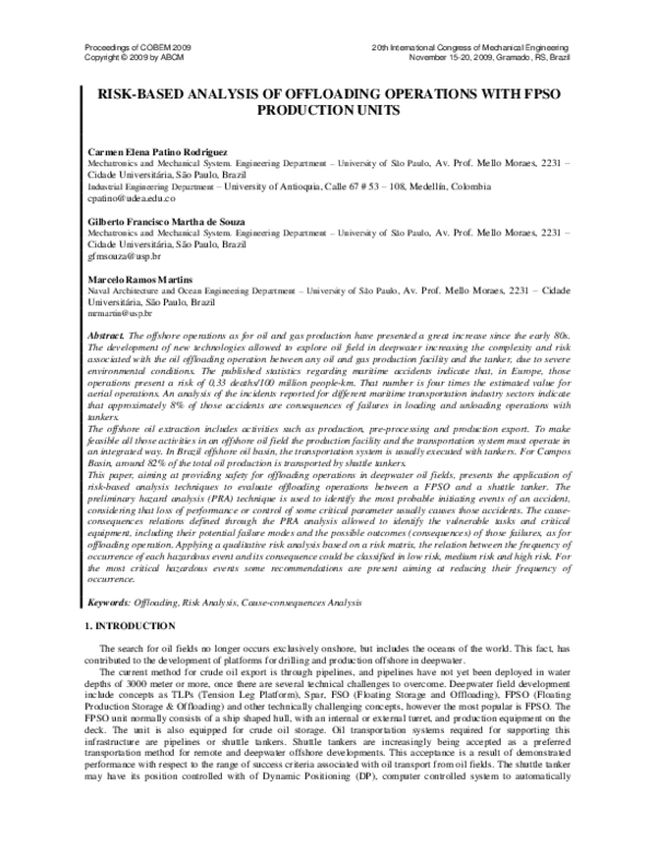 (PDF) Risk-based analysis of offloading operations with FPSO production units