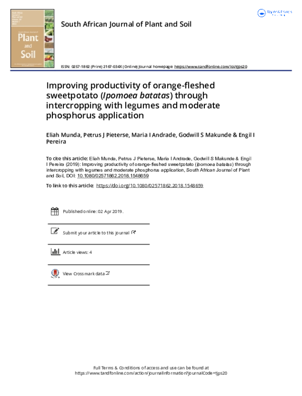 (PDF) Improving productivity of orange-fleshed sweetpotato (Ipomoea batatas) through ...
