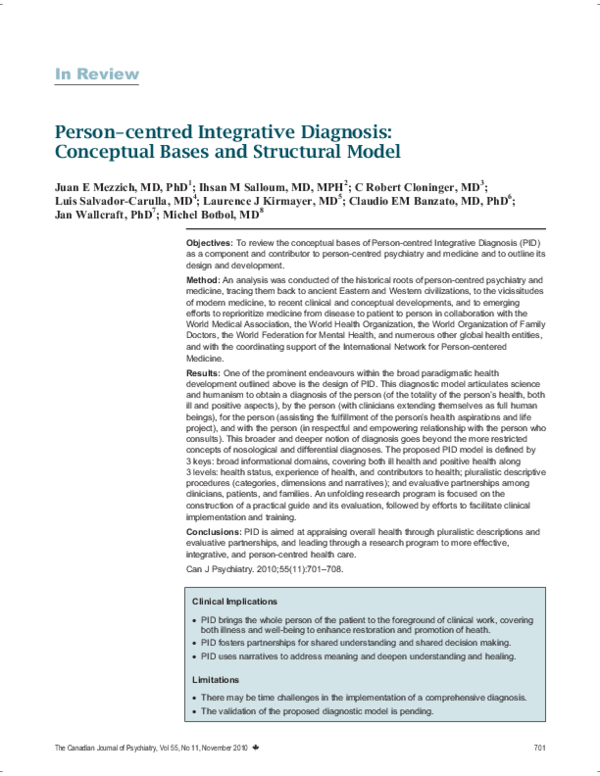 (PDF) Person-centred integrative diagnosis: conceptual bases and ...