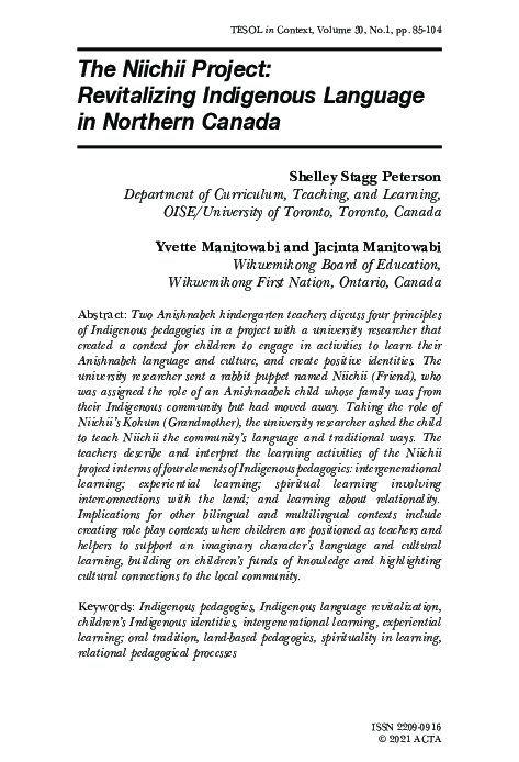(PDF) The Niichii Project: Revitalizing Indigenous Language in Northern ...