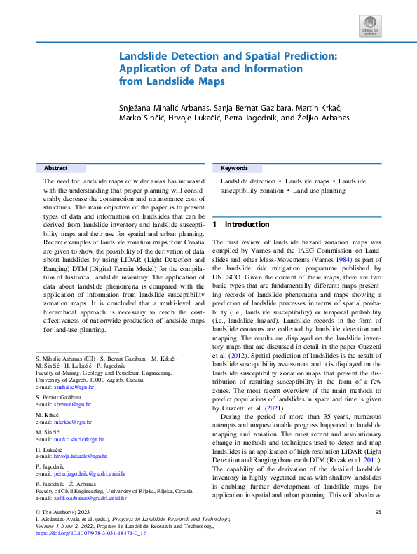 Pdf Landslide Detection And Spatial Prediction Application Of Data And Information From