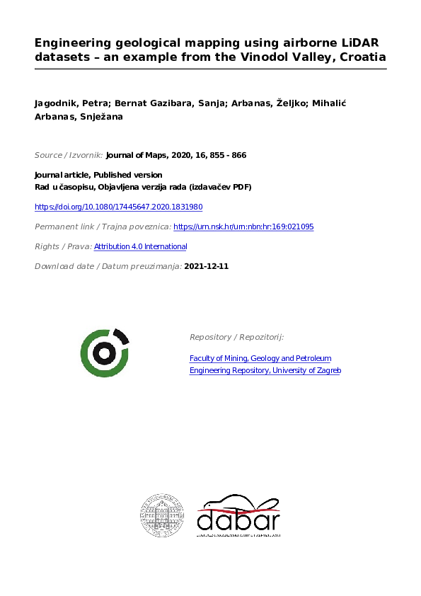 (PDF) Engineering geological mapping using airborne LiDAR datasets – an ...