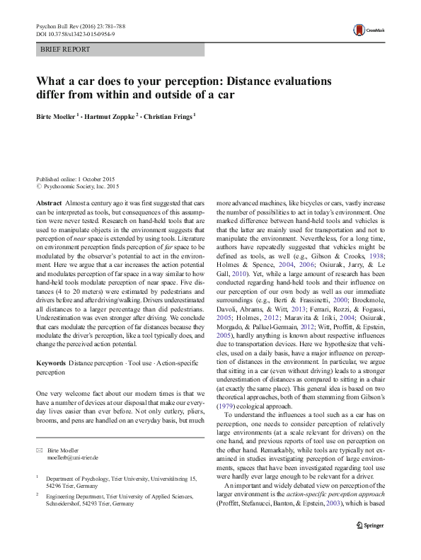 (PDF) What a car does to your perception: Distance evaluations differ ...