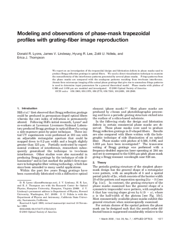 (PDF) Modeling and Observations of Phase-Mask Trapezoidal Profiles With ...