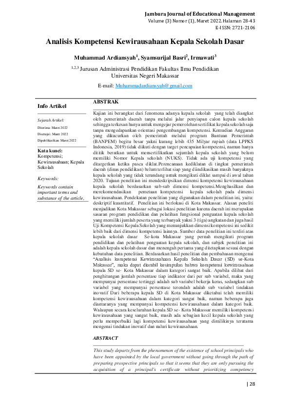 (PDF) Analisis Kompetensi Kewirausahaan Kepala Sekolah Dasar