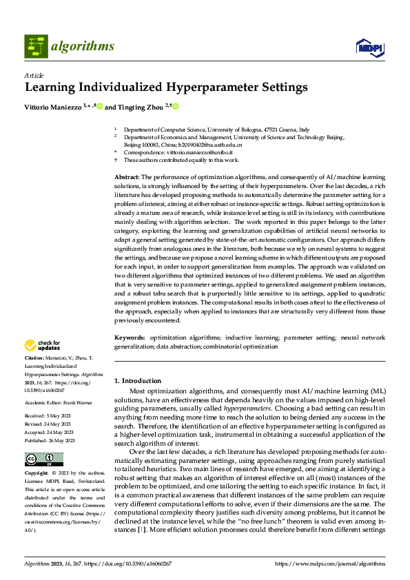 (PDF) Learning Individualized Hyperparameter Settings
