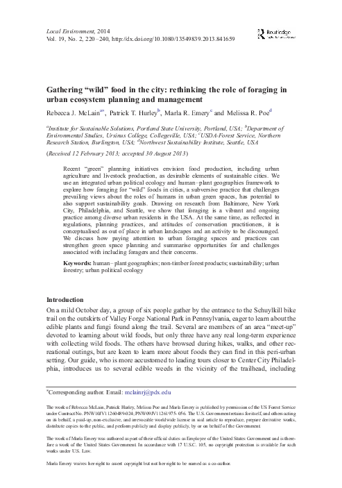 (PDF) Gathering “wild” food in the city: rethinking the role of ...