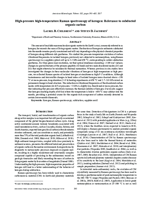 (PDF) High-Pressure High-Temperature Raman Spectroscopy of Liquid and ...