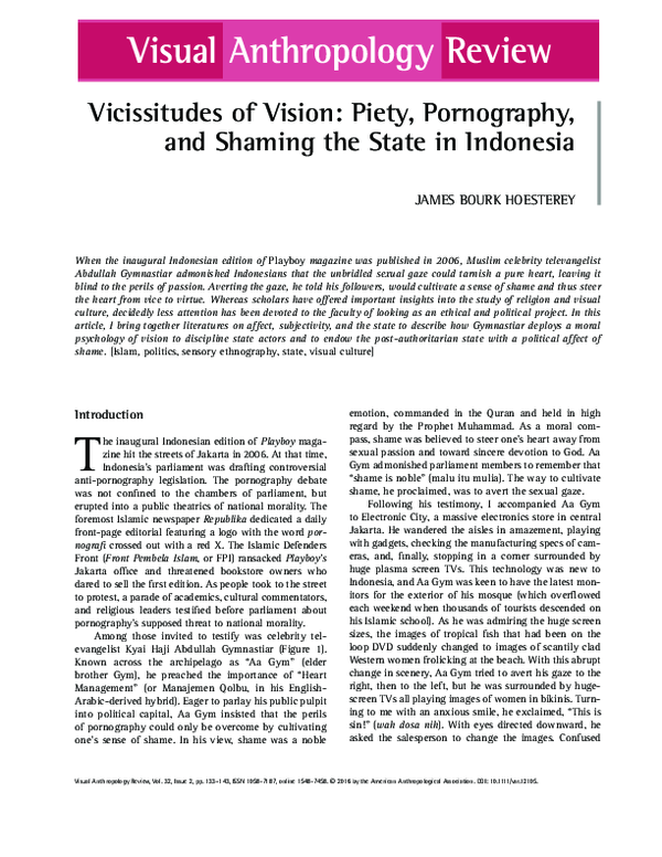 (PDF) Vicissitudes of Vision: Piety, Pornography, and Shaming the State in Indonesia | James ...