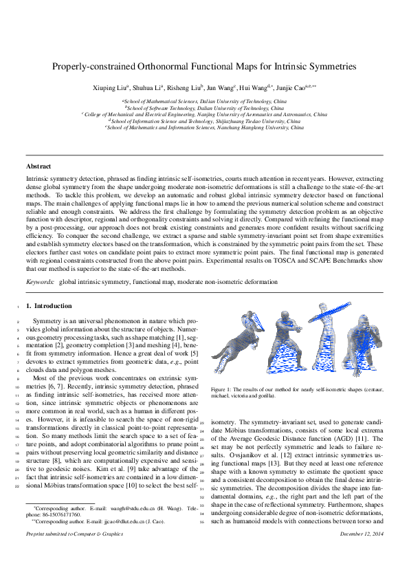 (PDF) Properly constrained orthonormal functional maps for intrinsic symmetries