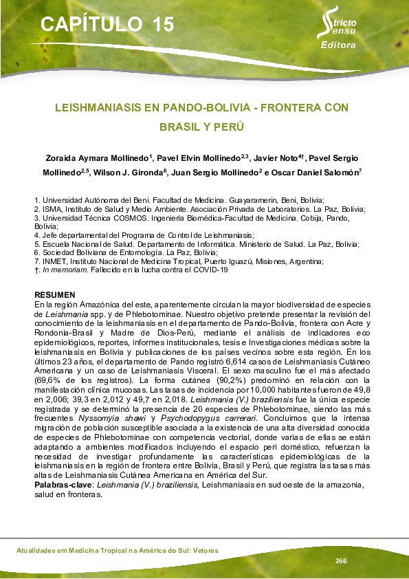 (PDF) Leishmaniasis en Pando-Bolivia - Frontera Con Brasil y Perú