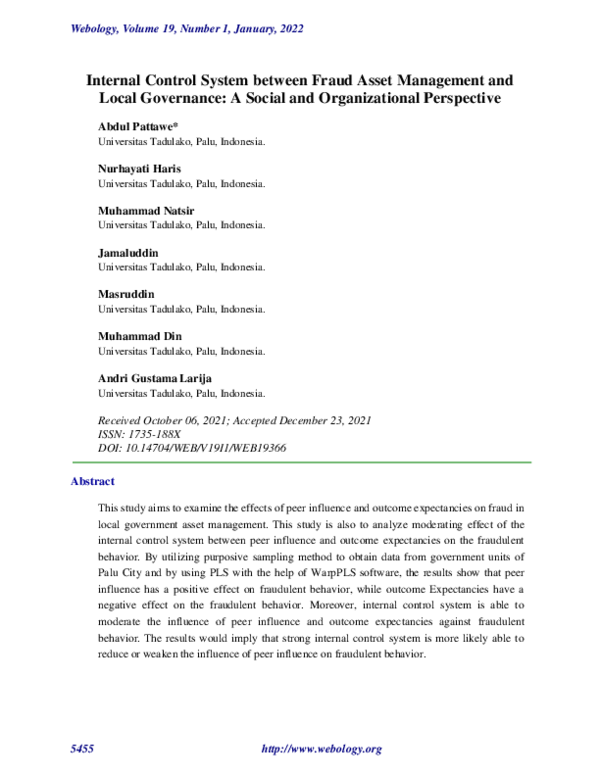 (PDF) Internal Control System between Fraud Asset Management and Local ...