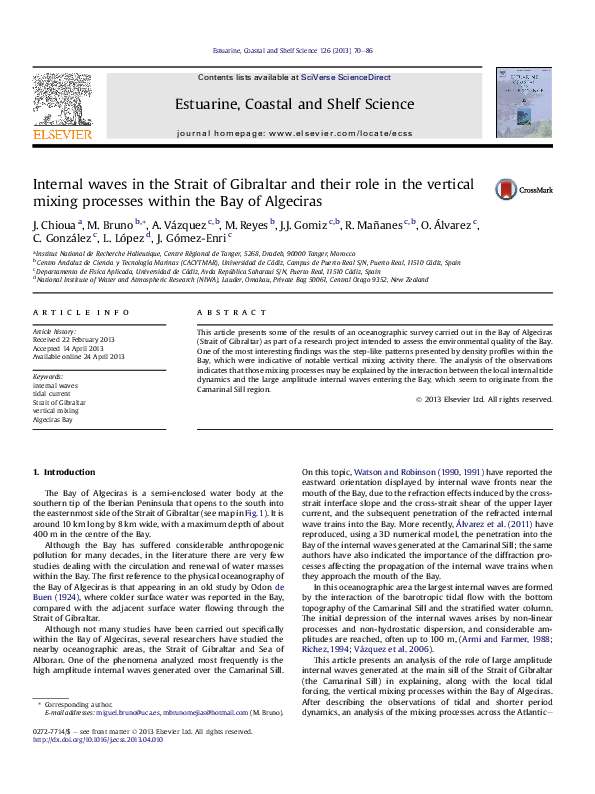 (PDF) Internal waves in the Strait of Gibraltar and their role in the ... (PDF) Internal waves in the Strait of Gibraltar and their role in the ...