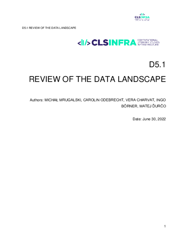(PDF) CLS INFRA D5.1. Review of the Data Landscape