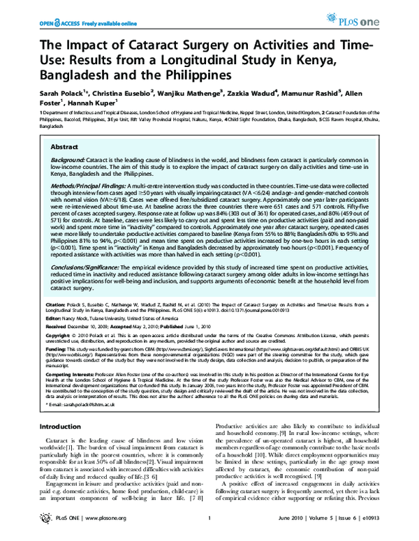 (PDF) The Impact of Cataract Surgery on Activities and Time-Use ...
