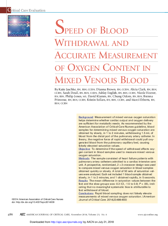 (PDF) Speed of blood withdrawal and accurate measurement of oxygen ...