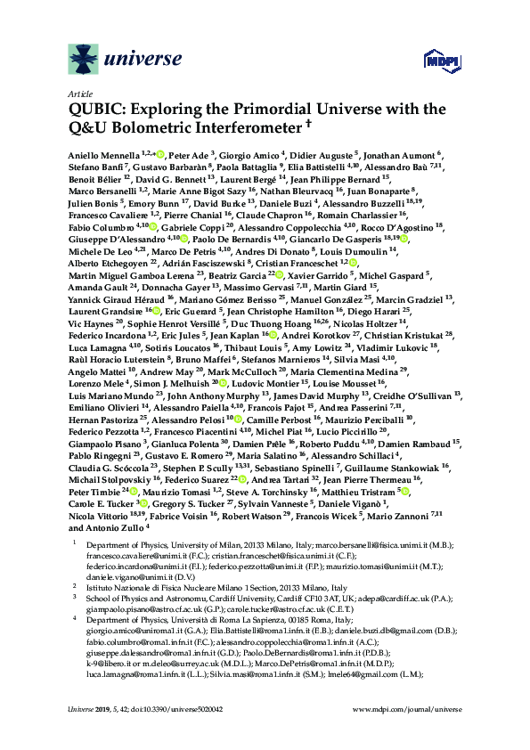 (PDF) QUBIC: Exploring the Primordial Universe with the Q&U Bolometric Interferometer