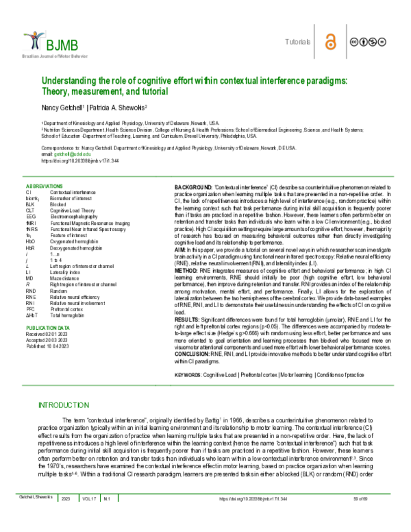 (PDF) Understanding the role of cognitive effort within contextual ...
