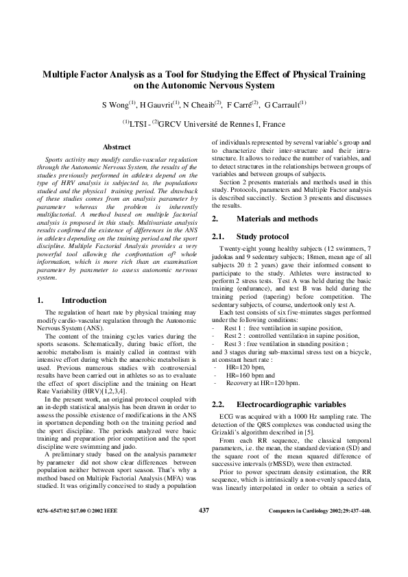(PDF) Multiple factor analysis as a tool for studying the effect of physical training on the ...