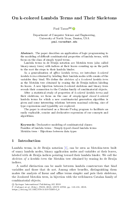 (PDF) k-Colored Lambda Terms and Their Properties