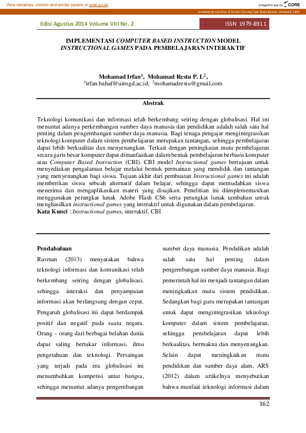 (PDF) Implementasi Computer Based Instruction Model Instructional Games ...