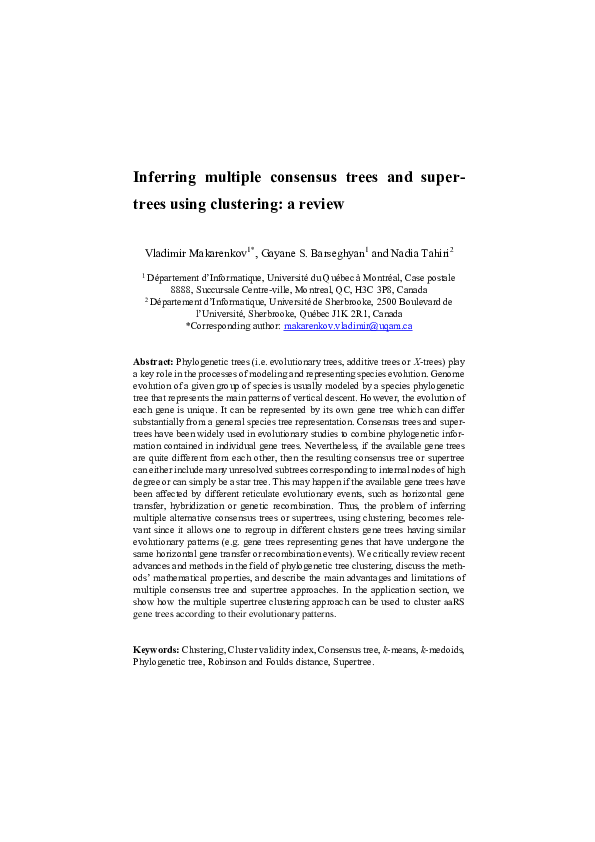 (PDF) Inferring multiple consensus trees and supertrees using ...