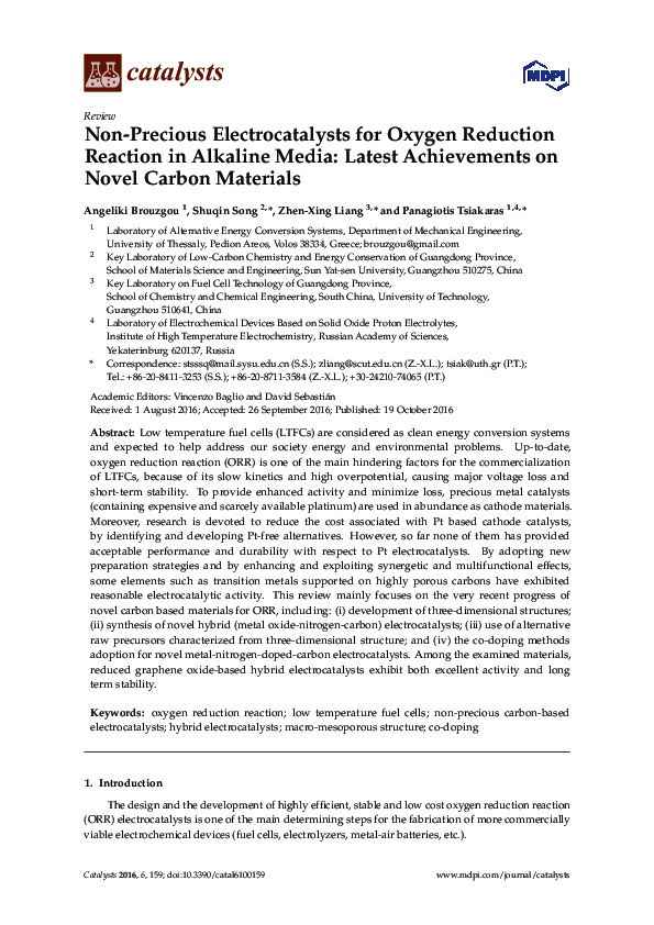 (PDF) Non-Precious Electrocatalysts for Oxygen Reduction Reaction in ...