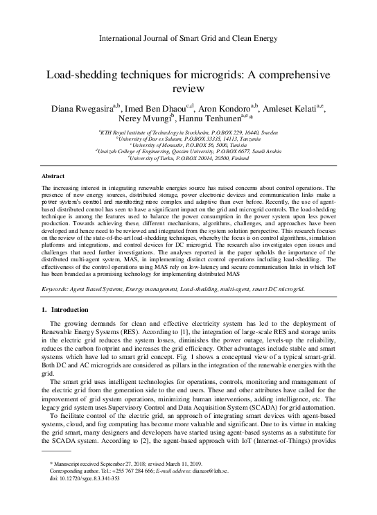 (PDF) Load-shedding techniques for microgrids: A comprehensive review | Imed Ben Dhaou ...