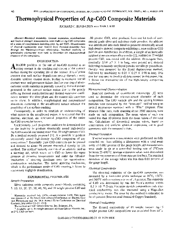 (PDF) Thermophysical Properties of Ag-CdO Composite Materials