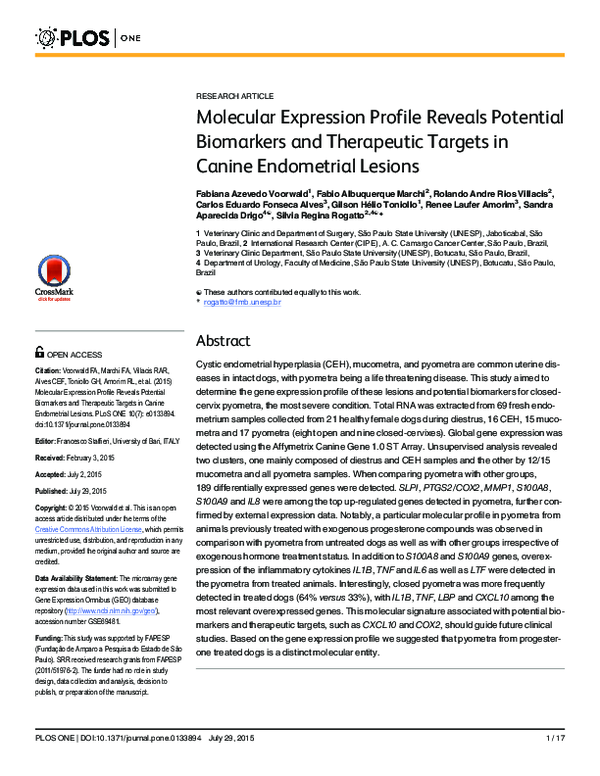 (PDF) Molecular Expression Profile Reveals Potential Biomarkers and ...