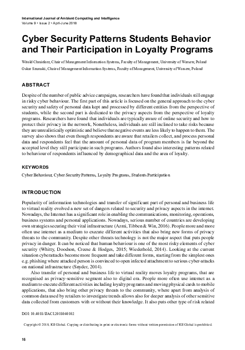 (PDF) Cyber Security Patterns Students Behavior and Their Participation ...