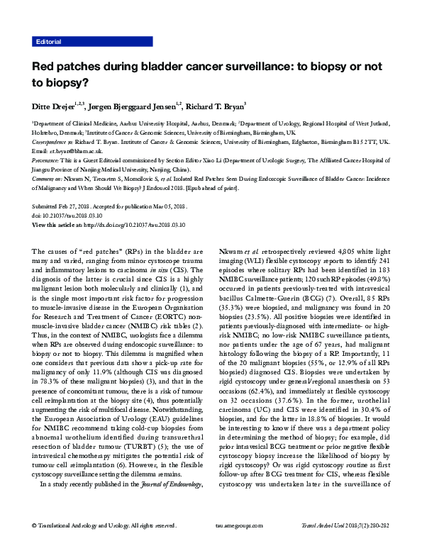 (PDF) Red patches during bladder cancer surveillance: to biopsy or not ...