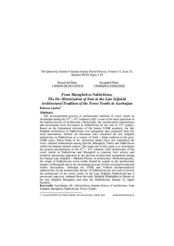 (PDF) From Maragheh to Nakhchivan, The De- Historization of Iran in the ...