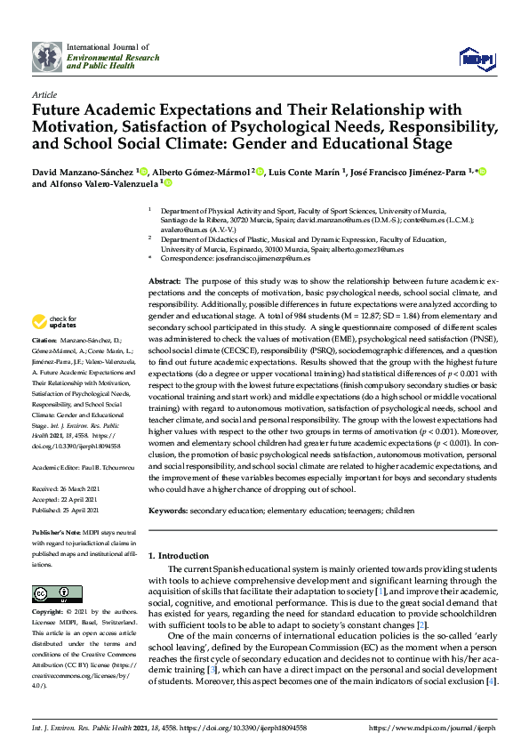 (PDF) Future Academic Expectations and Their Relationship with ...