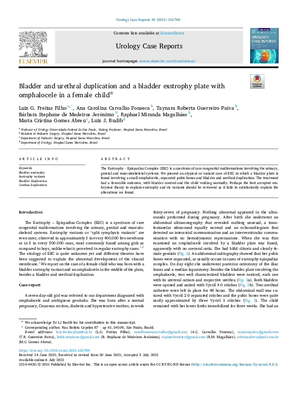 (PDF) Bladder and urethral duplication and a bladder exstrophy plate ...