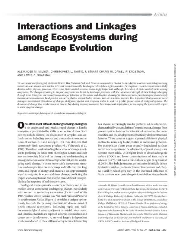 (PDF) Interactions and Linkages among Ecosystems during Landscape Evolution