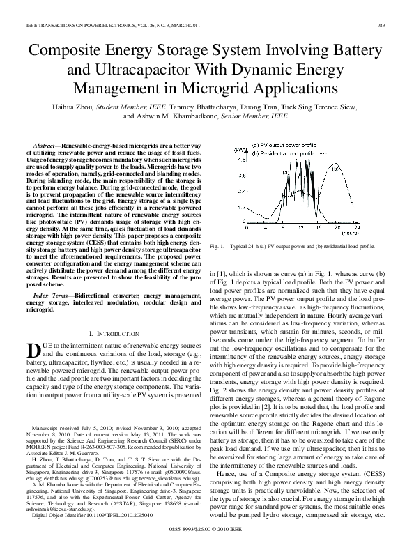 (PDF) Composite Energy Storage System Involving Battery and Ultracapacitor With Dynamic Energy ...