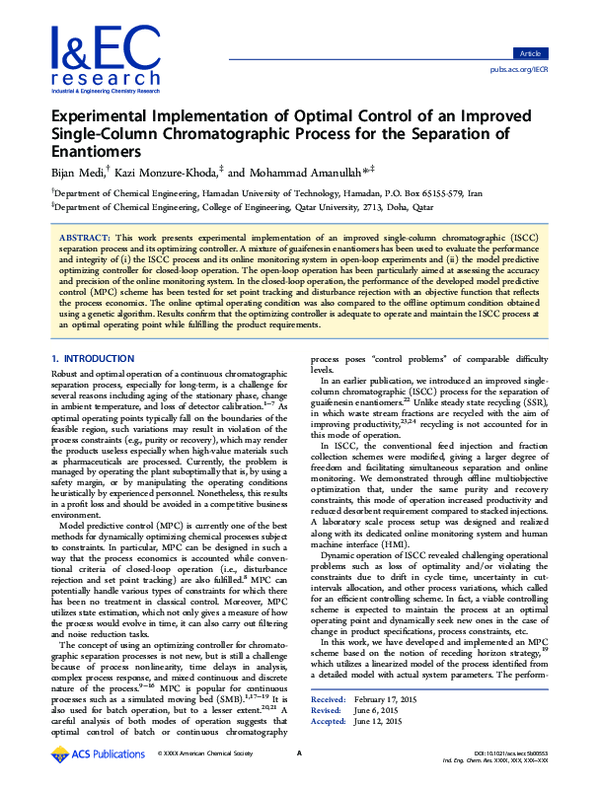 (PDF) Experimental Implementation of Optimal Control of an Improved Single-Column ...