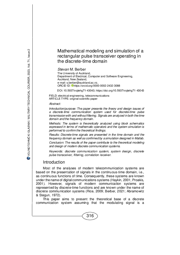 (PDF) Mathematical modeling and simulation of a rectangular pulse transceiver operating in the ...