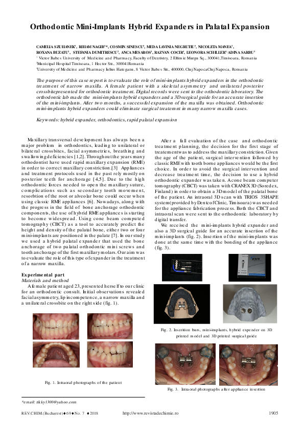 (PDF) Orthodontic Mini-Implants Hybrid Expanders in Palatal Expansion