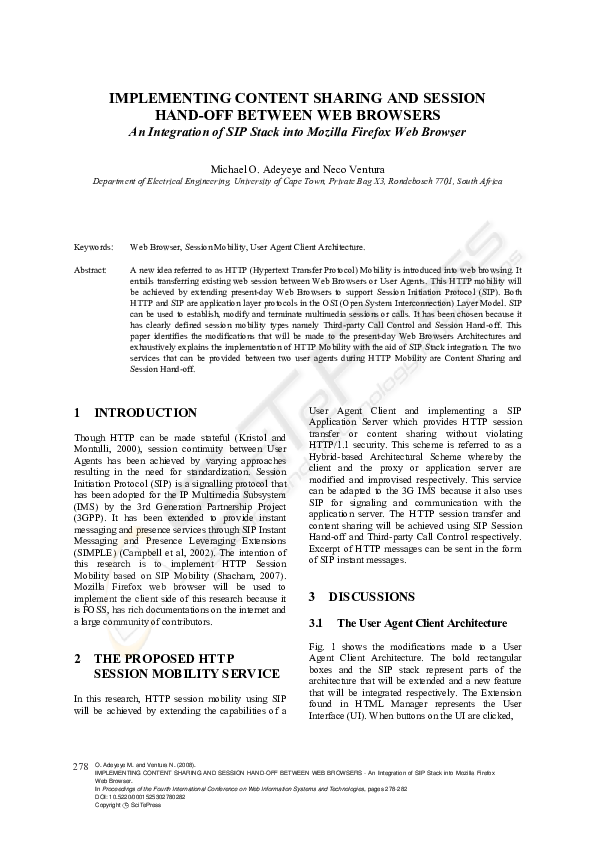 Pdf Implementing Content Sharing And Session Hand Off Between Web Browsers An Integration Of