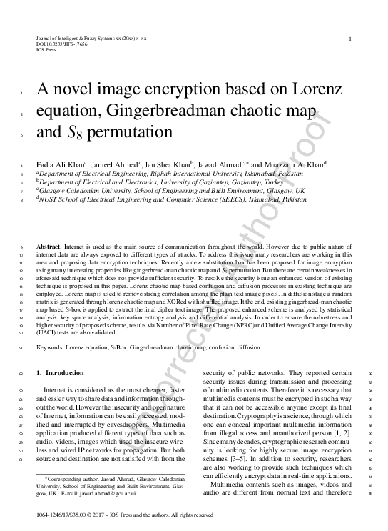 (PDF) A novel image encryption based on Lorenz equation, Gingerbreadman chaotic map and S8 ...