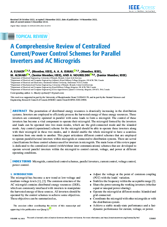 (PDF) A Comprehensive Review of Centralized Current/Power Control Schemes for Parallel Inverters ...