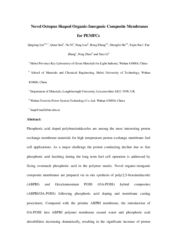 (PDF) Novel octopus shaped organic–inorganic composite membranes for PEMFCs