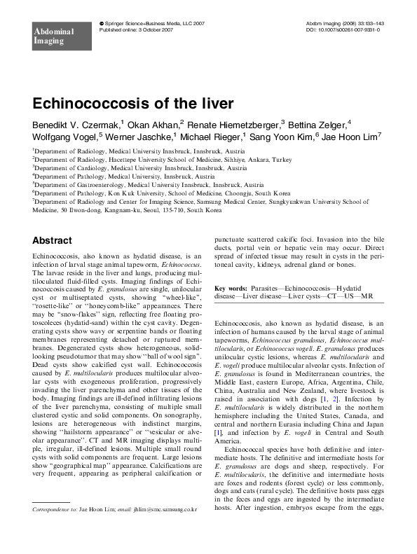 (PDF) Echinococcosis of the liver