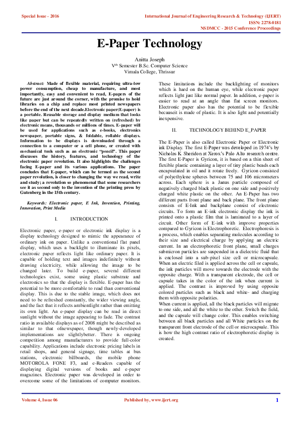 (PDF) E-Paper Technology