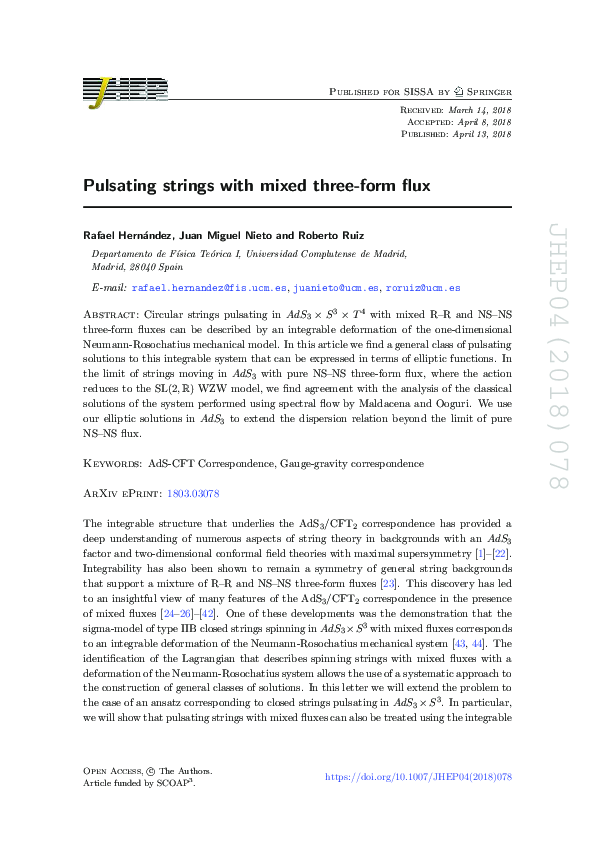 (PDF) Pulsating strings with mixed three-form flux