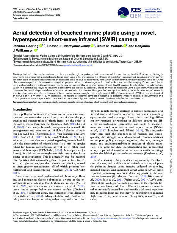 (PDF) Aerial detection of beached marine plastic using a novel ...
